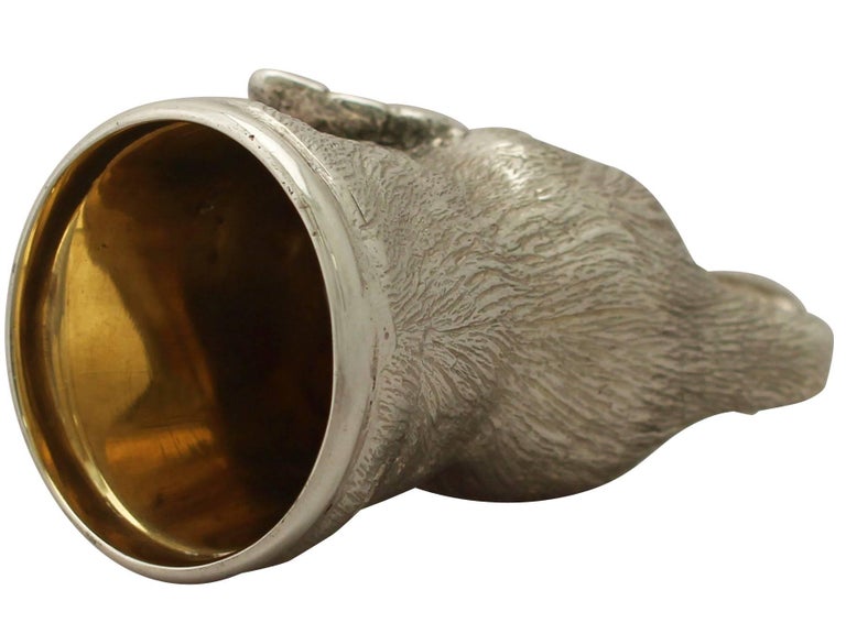 21st Century Sterling Silver Fox Head Stirrup Cup For Sale at 1stDibs