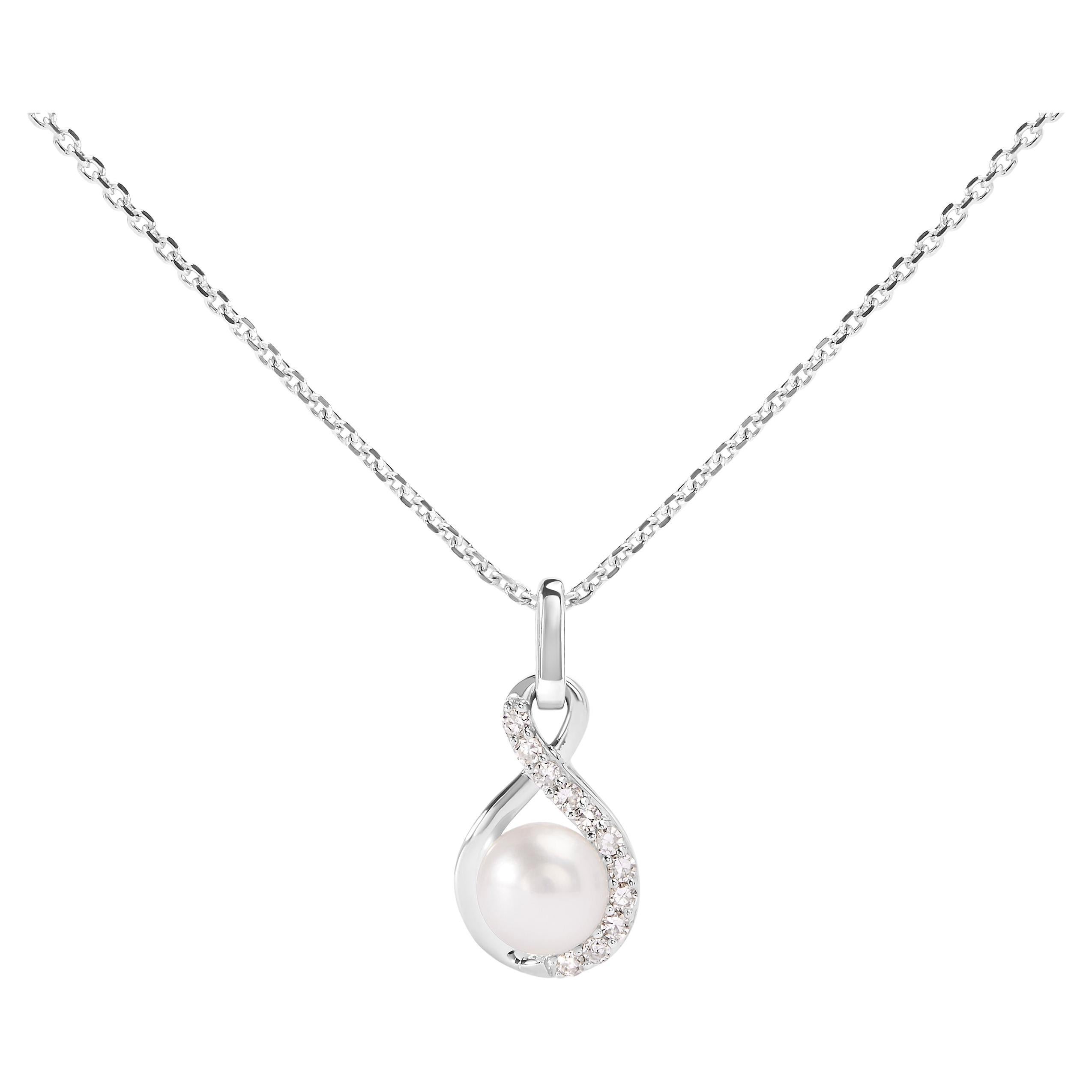 .925 Sterling Silver and Cultured Freshwater 9-Pearl Dangle Necklace ...