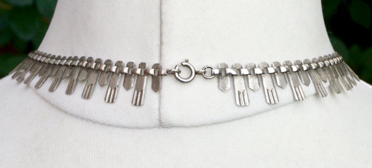 Sterling Silver Fringe Design Link Necklace circa 1970s For Sale at 1stDibs