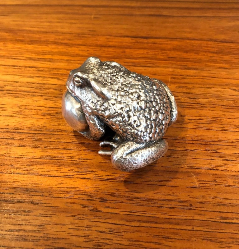 Sterling Silver Frog/Toad Sculpture with Stone at 1stDibs