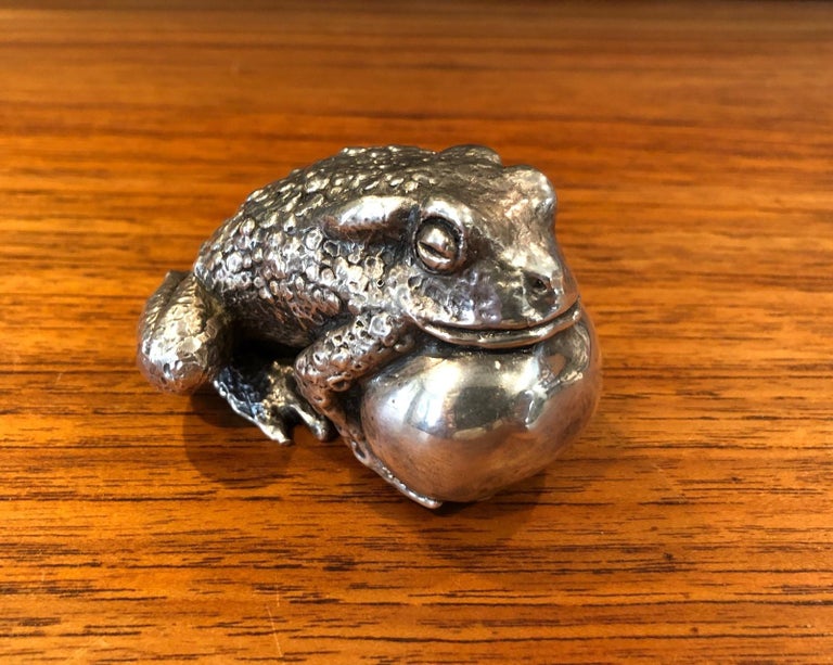 Sterling Silver Frog/Toad Sculpture with Stone at 1stDibs