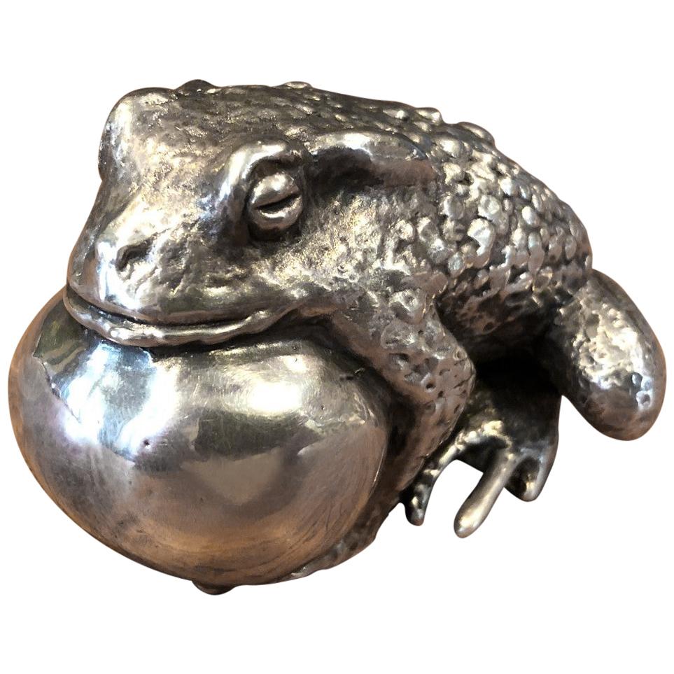 Sterling Silver Frog/Toad Sculpture with Stone at 1stDibs