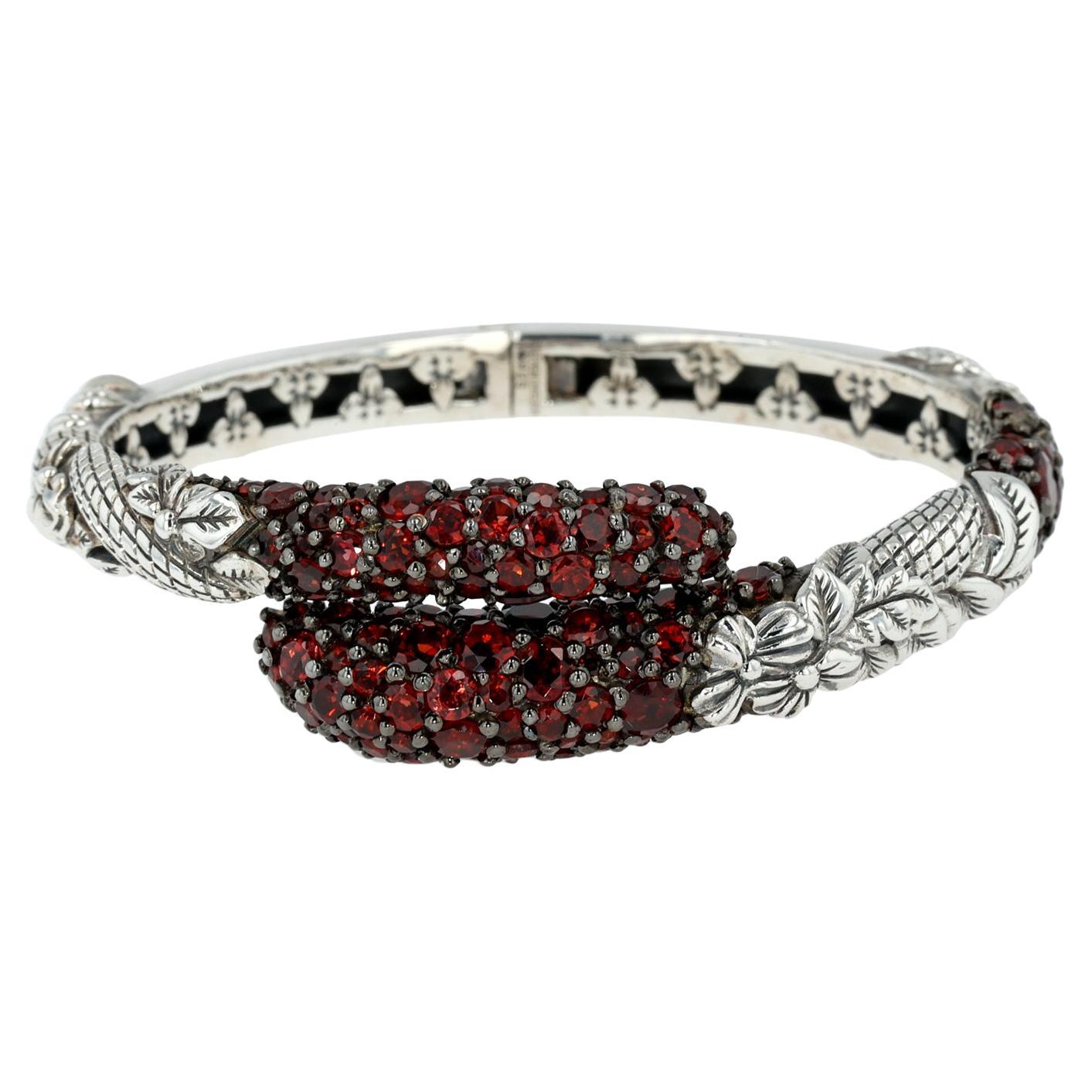 Sterling Silver "Garden of Stephen" Garnet Bangle Bracelet by Stephen ...