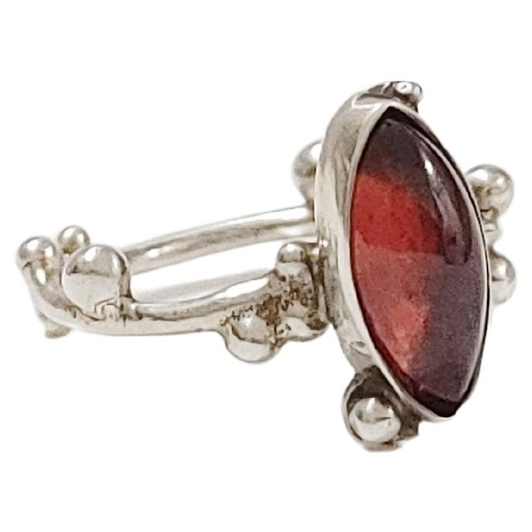 Sterling Silver Garnet Midi Ring For Sale at 1stDibs