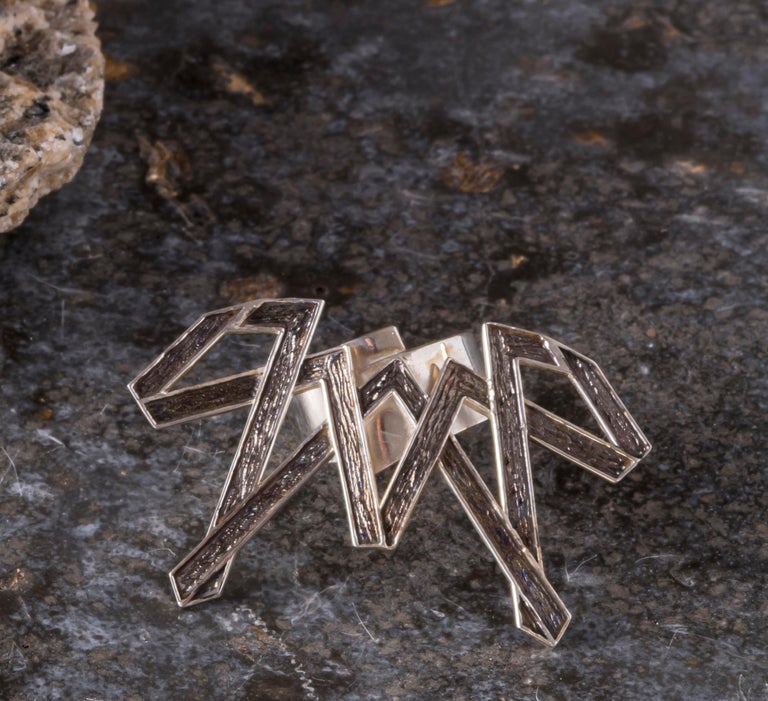 Sterling silver geometric handmade contemporary ring For Sale at 1stDibs