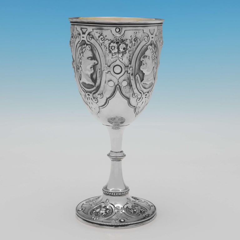 Victorian Sterling Silver Goblet With Roman Emperor Decoration, London ...