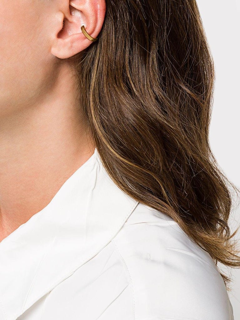 Sterling Silver Gold Plated Double Pearls Earcuff Earring For Sale at 1stDibs