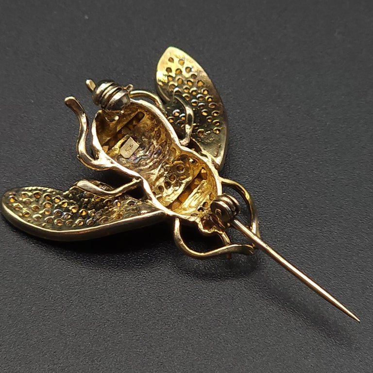 Sterling Silver Gold Vermeil Green Swarovski Crystal Bee Wasp Pin ...