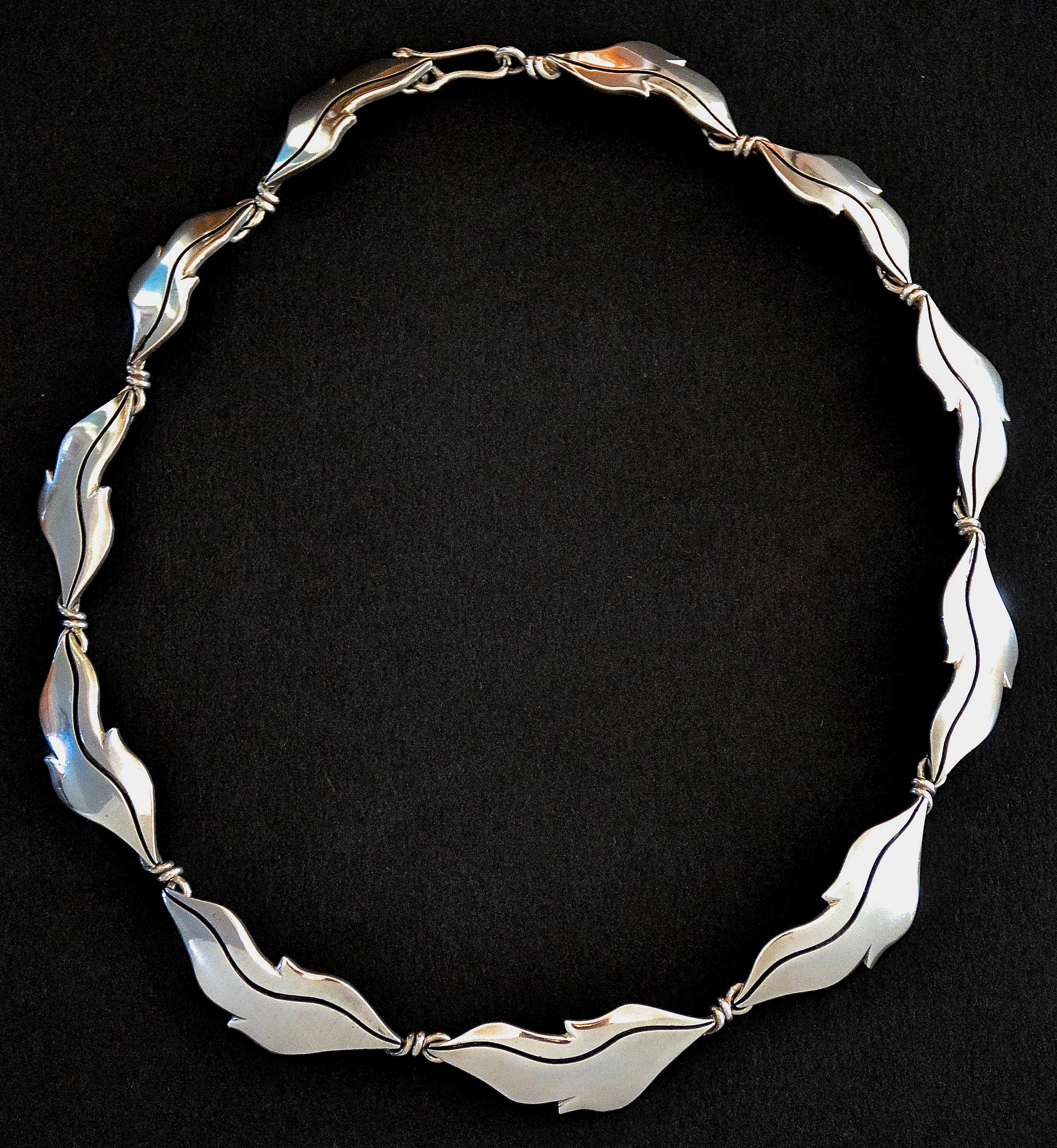 Sterling Silver Graduated Leaf Design Necklace by Christina Eustace at ...