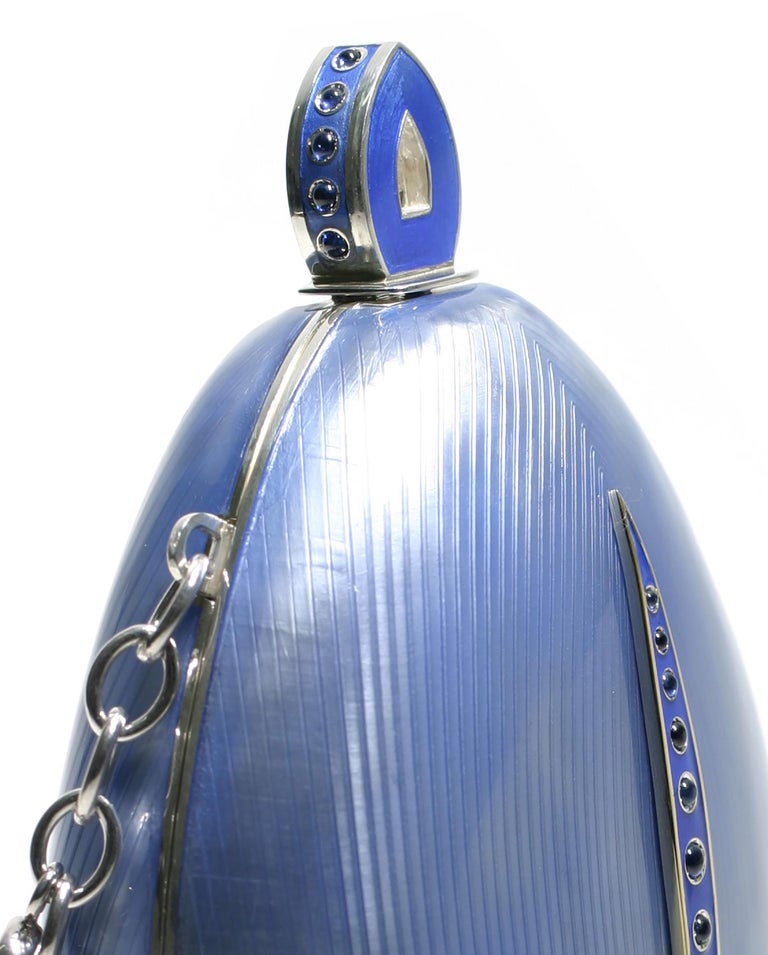 Sterling Silver Guilloché Blue Enamel Sapphire Minaudière Limited ...