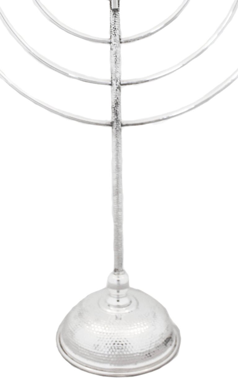 Sterling Silver Hammered Menorah For Sale at 1stDibs