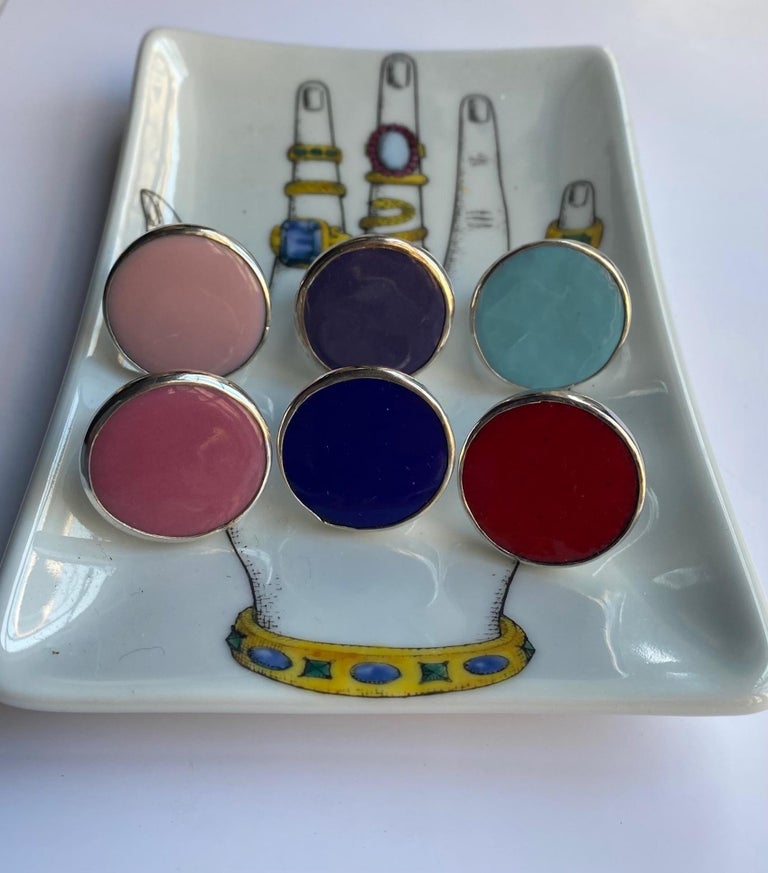 Customizable Sterling Silver Hand Painted Enamel Rings from April in ...