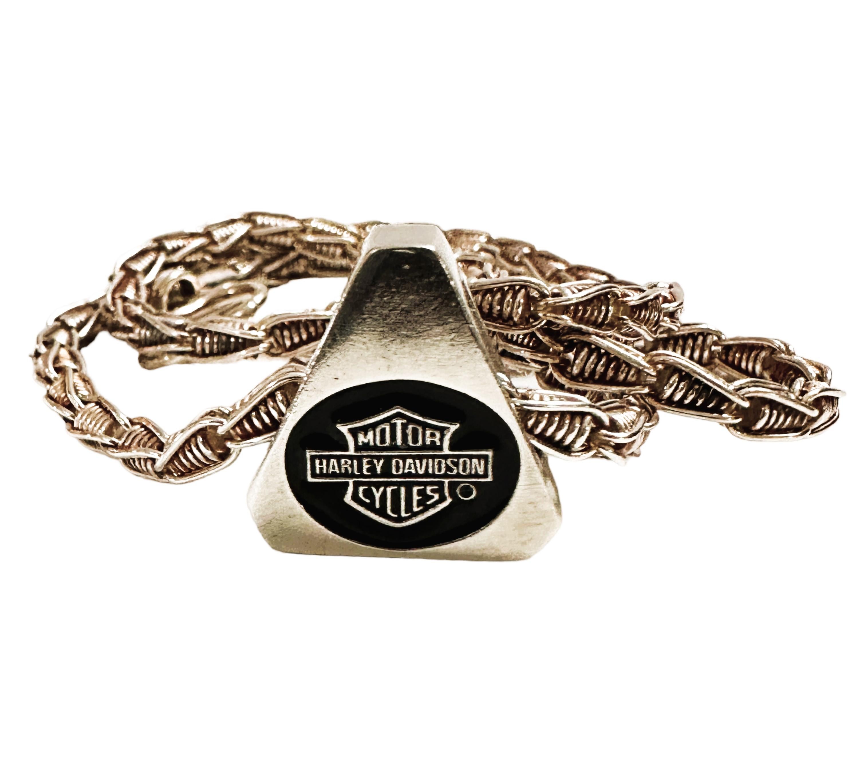 Sterling Silver Harley Davidson Pendant on Handmade Woven Sterling ...