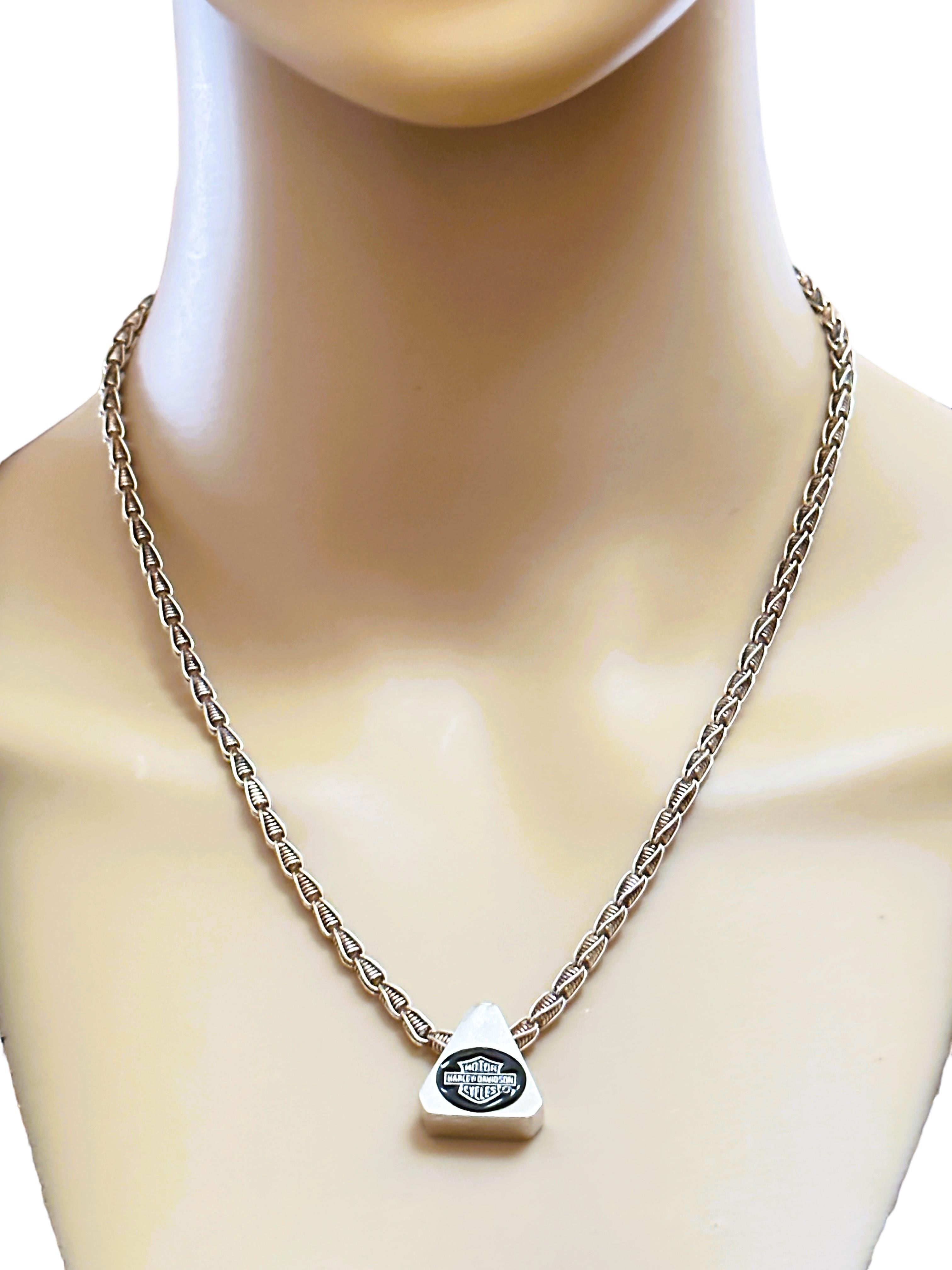 Sterling Silver Harley Davidson Pendant on Handmade Woven Sterling ...