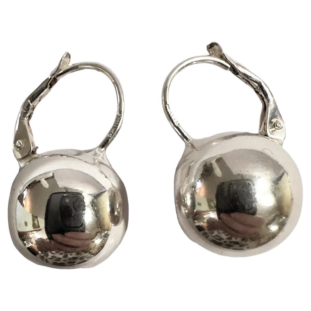 Sterling Silver Hollow Ball Leverback Earrings For Sale at 1stDibs