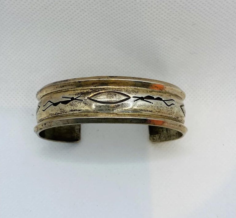 Sterling Silver HOPI Native American Bangle Bracelet For Sale at 1stDibs