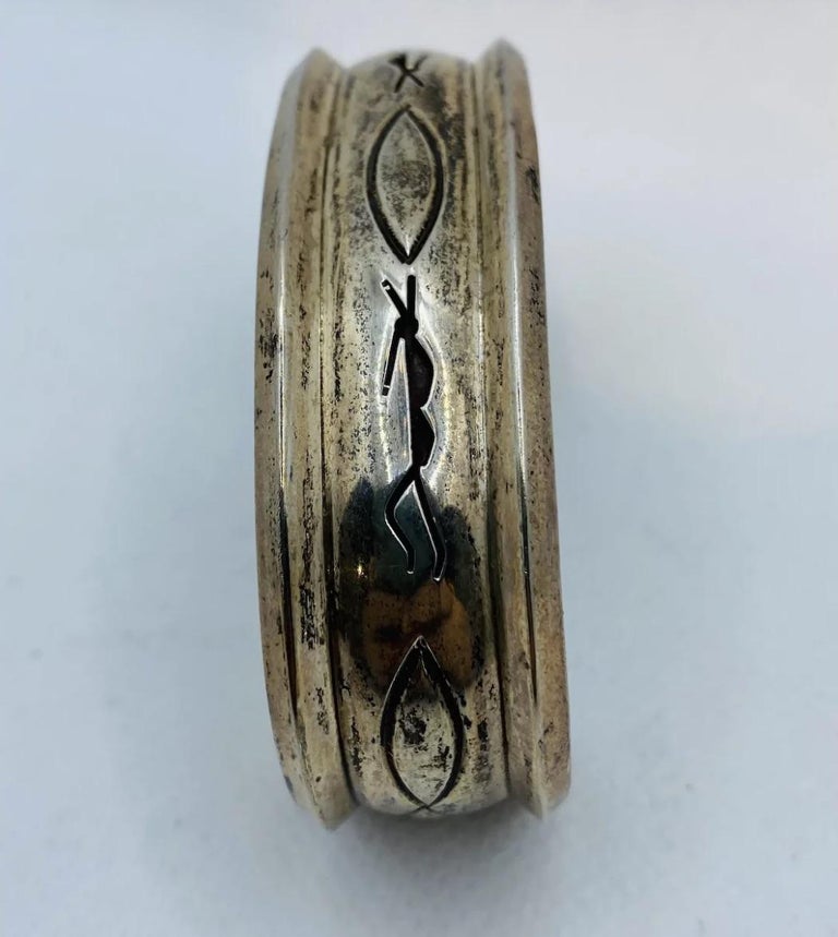 Sterling Silver HOPI Native American Bangle Bracelet For Sale at 1stDibs