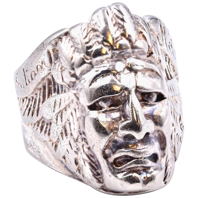 Sterling Silver Indian Head Ring at 1stDibs | indian head silver ring ...