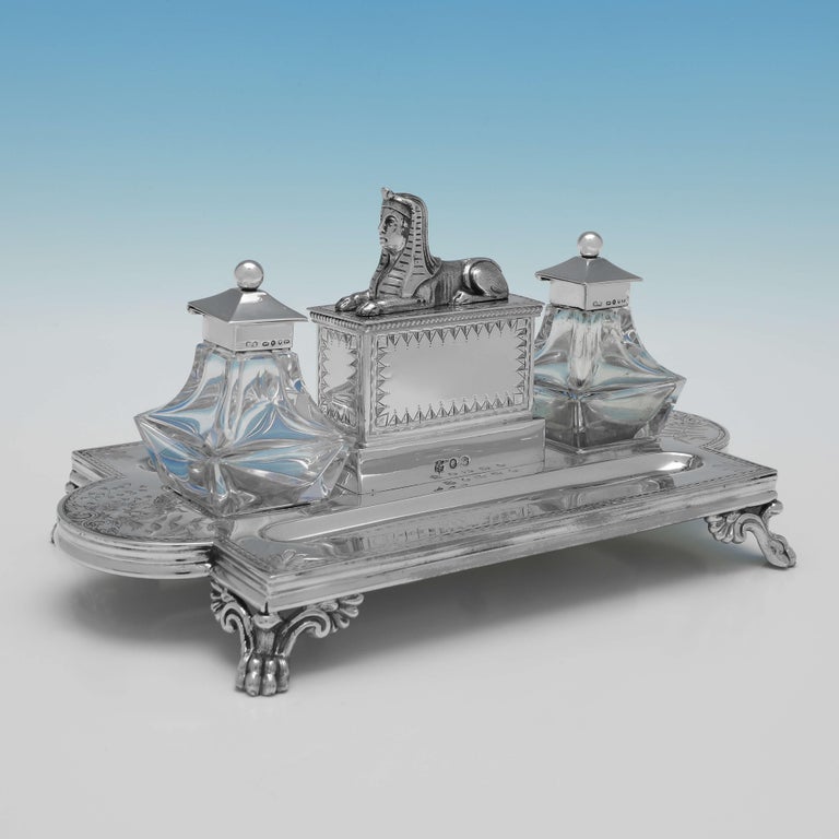 Egyptian Revival Victorian Antique Sterling Silver Ink Stand ...