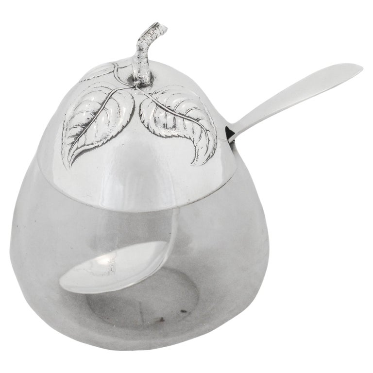 Sterling Silver Jar with Spoon For Sale at 1stDibs