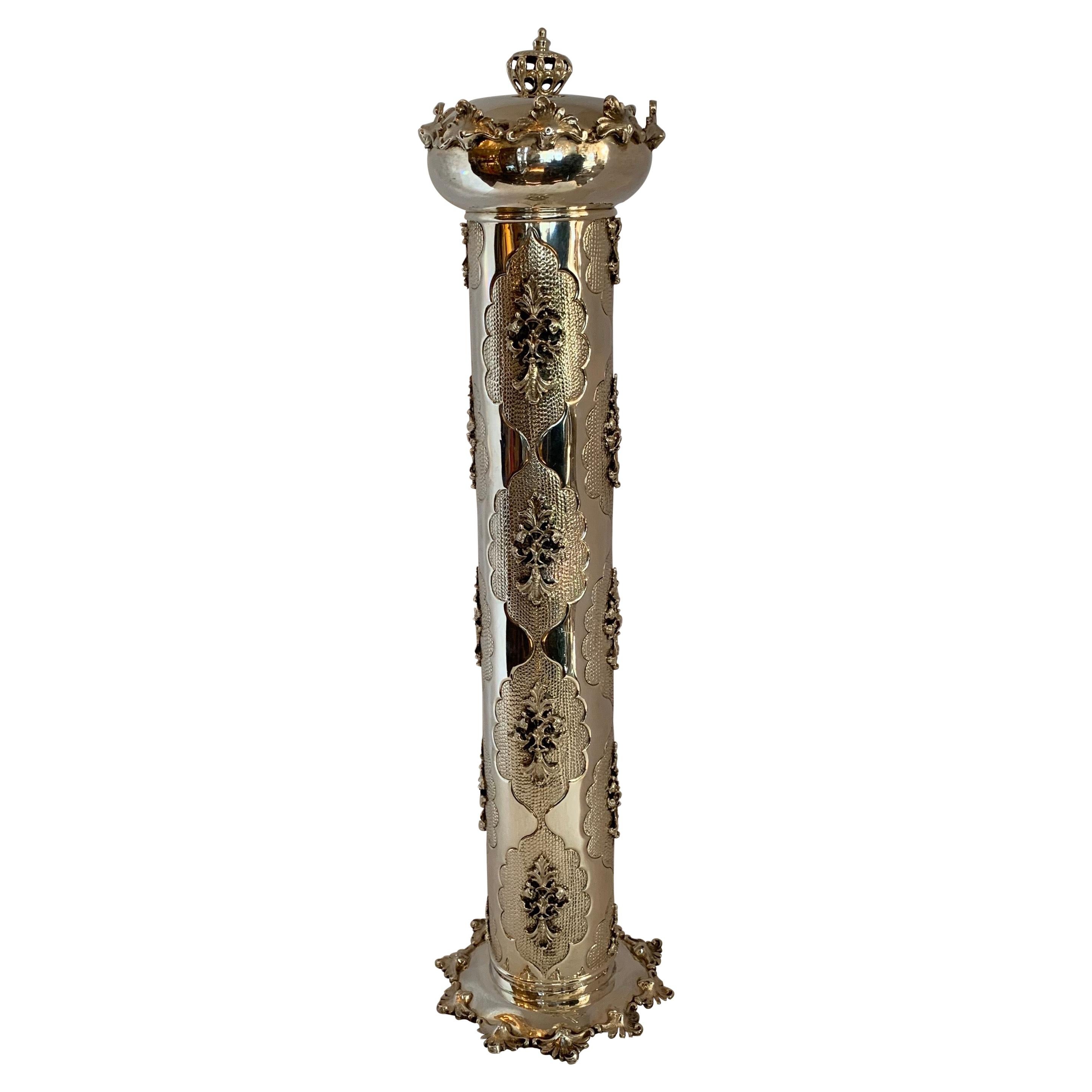 Sterling Silver Judaica Message Scroll Case Document Megillah Megila ...