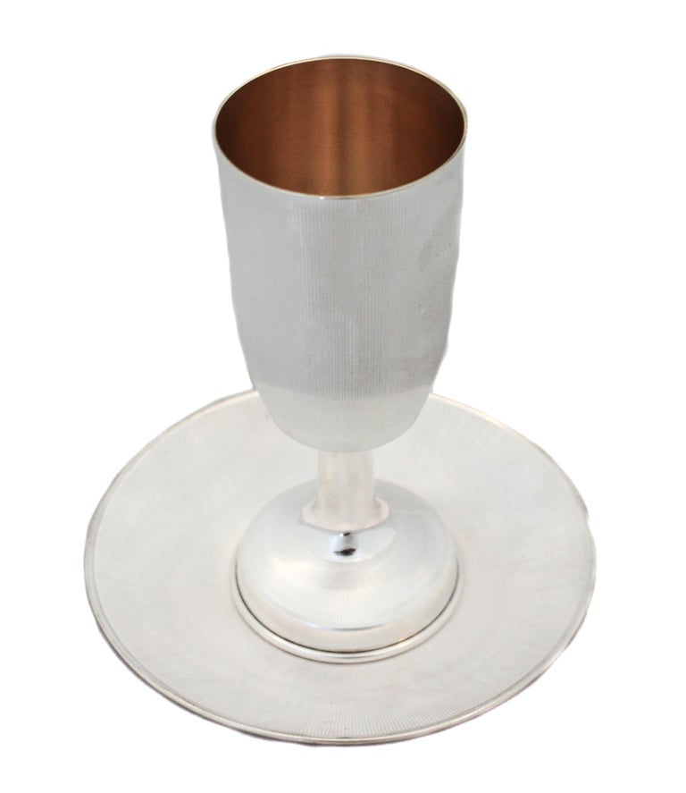 Sterling Silver Kiddush Cup and Plate For Sale at 1stDibs