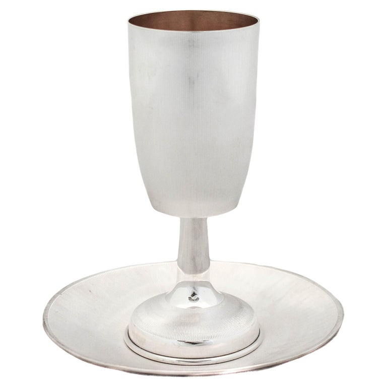 Sterling Silver Kiddush Cup and Plate For Sale at 1stDibs