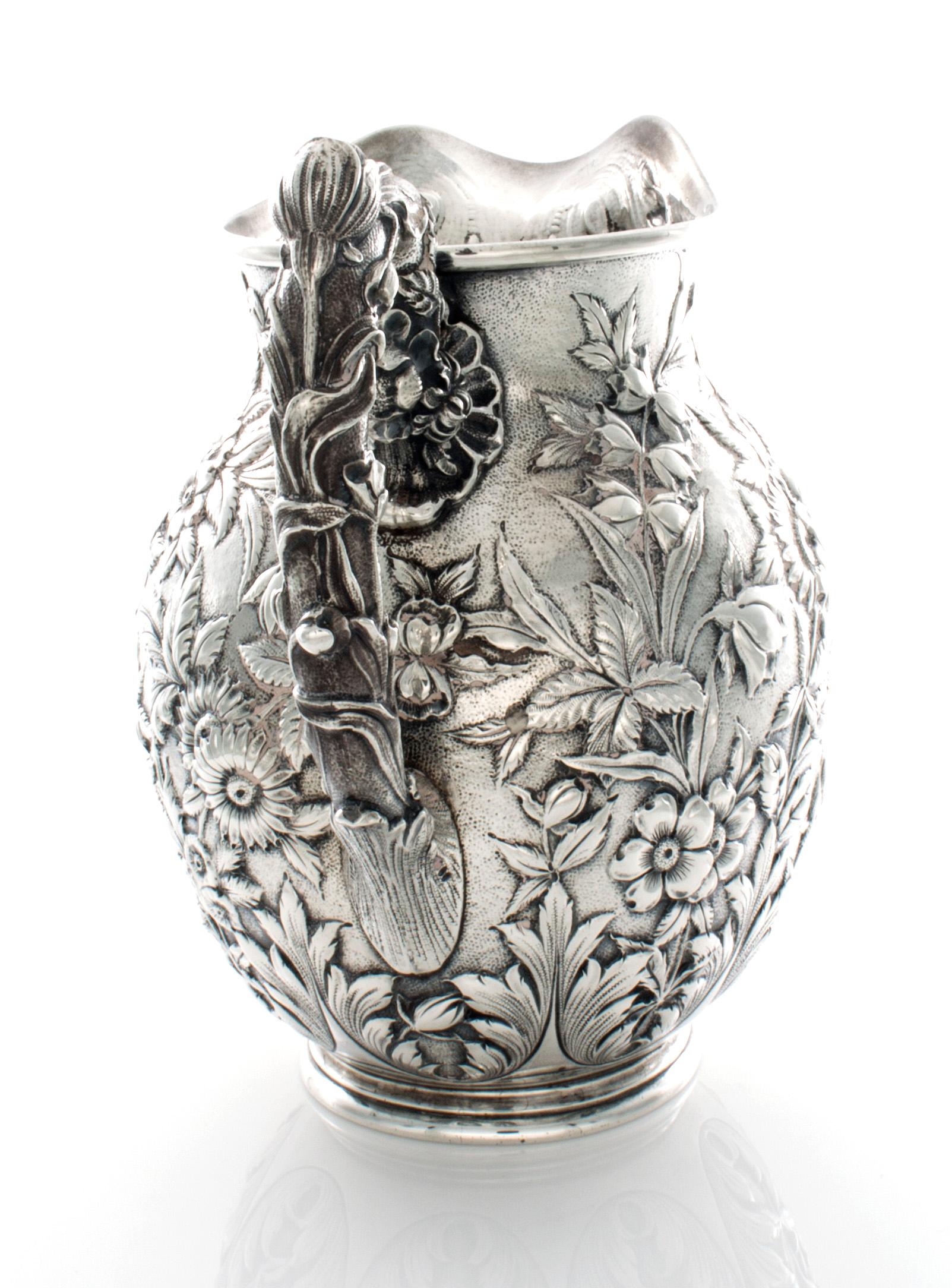 Sterling Silver Kirk and Sons Repousse Pitcher For Sale at 1stDibs