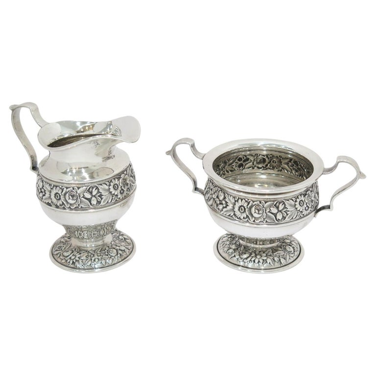 Sterling Silver Kirk and Son Vintage Floral Repousse Mini Sugar Bowl ...