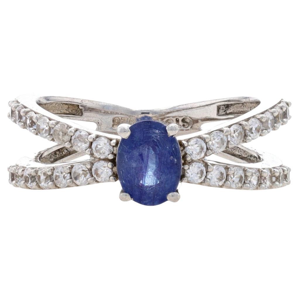 Sterling Silver Kyanite and White Topaz Ring 925 Oval Cut at 1stDibs