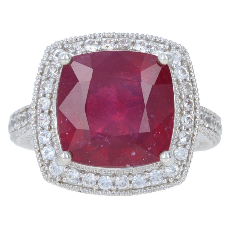 Customizable Sterling Silver Lead Glass Filled Ruby and Zircon Ring ...