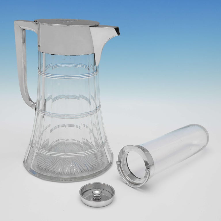 Large Antique Glass and Sterling Silver Lemonade Jug, John Grinsell and ...