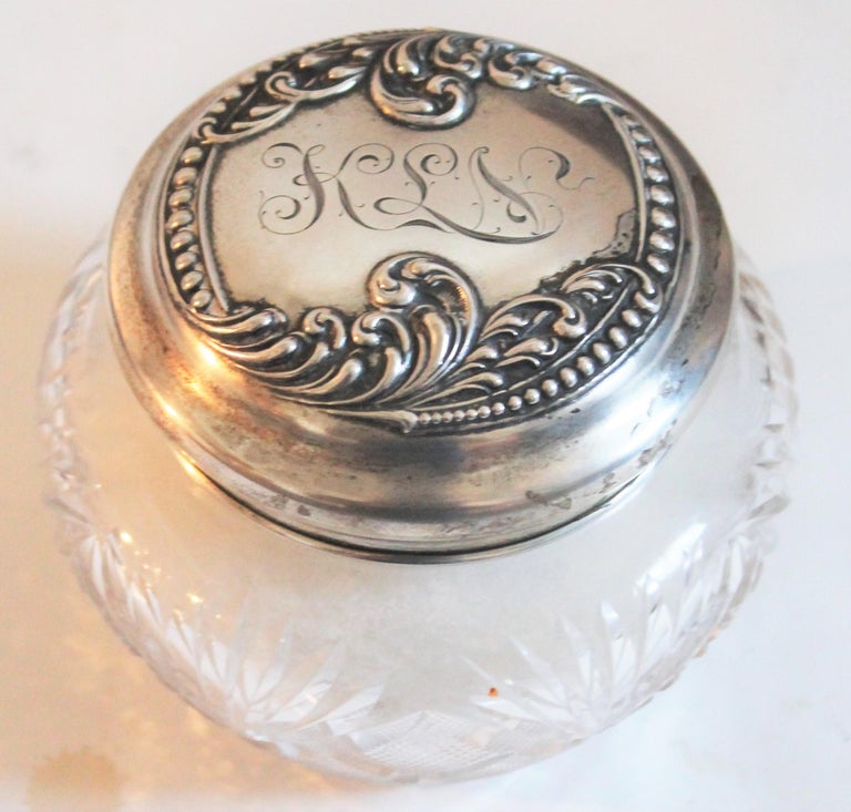 Sterling Silver Lided Powder Jars Collection of Five For Sale at 1stDibs