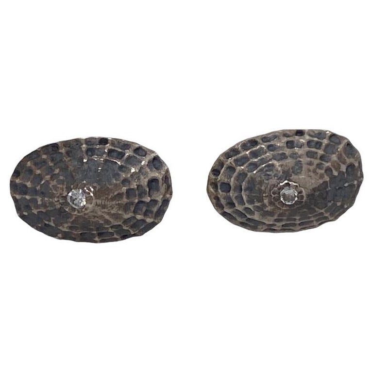 Sterling Silver Limpet Shell Posts with Diamonds For Sale at 1stDibs