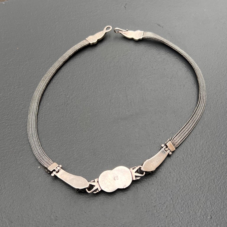 Sterling Silver Lion Head Collar Necklace For Sale at 1stDibs