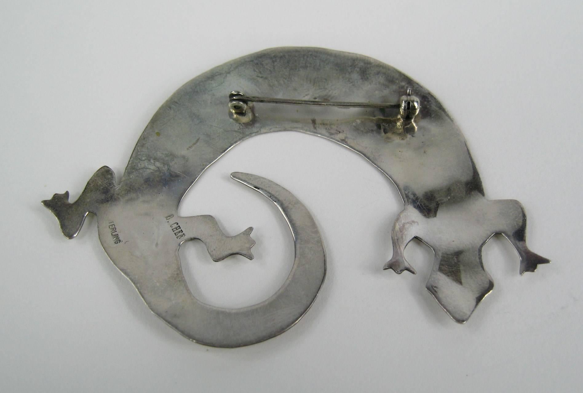 Sterling silver Lizard Brooch Pin Singed Chee Hand Made Navajo For Sale ...