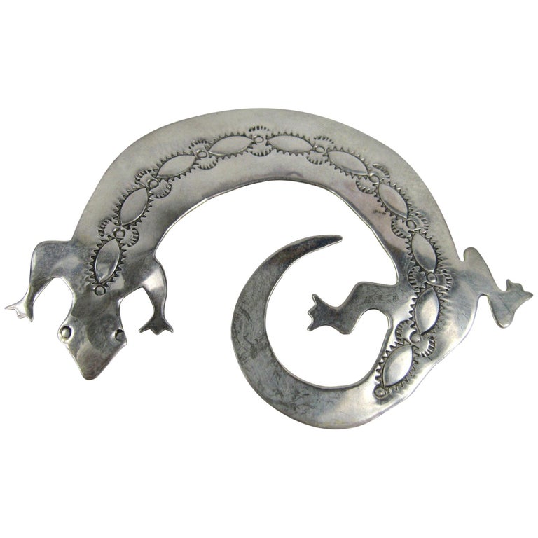 Sterling silver Lizard Brooch Pin Singed Chee Hand Made Navajo For Sale ...