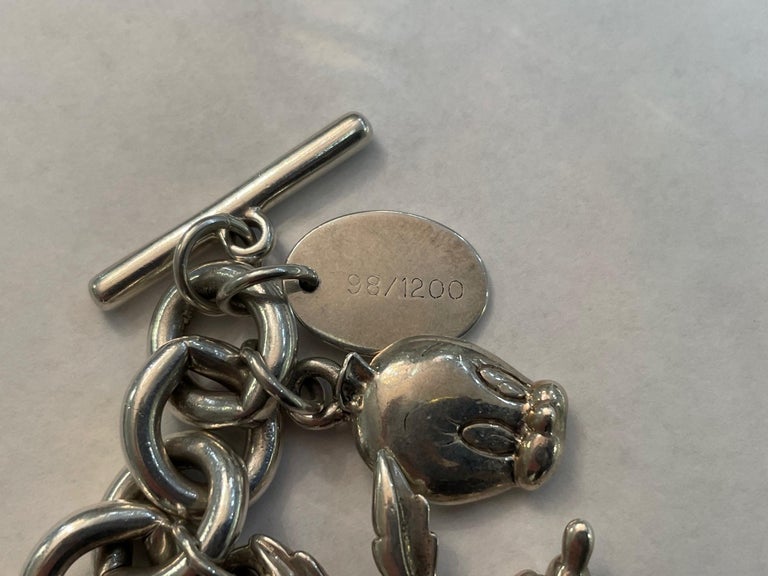 Sterling Silver Looney Tune Charm Bracelet For Sale at 1stDibs