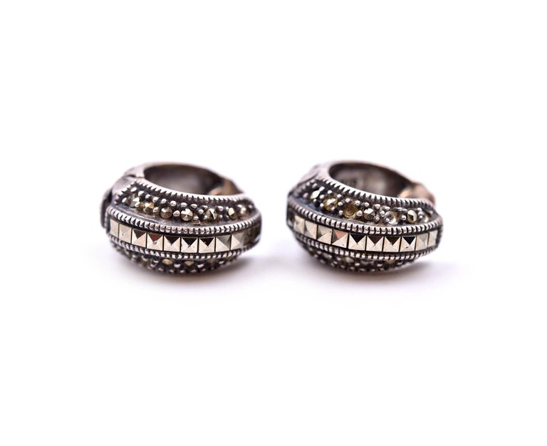 Sterling Silver Marcasite Huggie Earrings by Judith Jack at 1stDibs ...