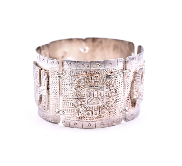 Sterling Silver Mayan Peru Bracelet at 1stDibs