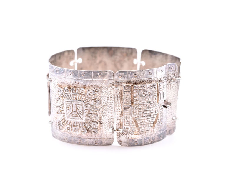 Sterling Silver Mayan Peru Bracelet at 1stDibs