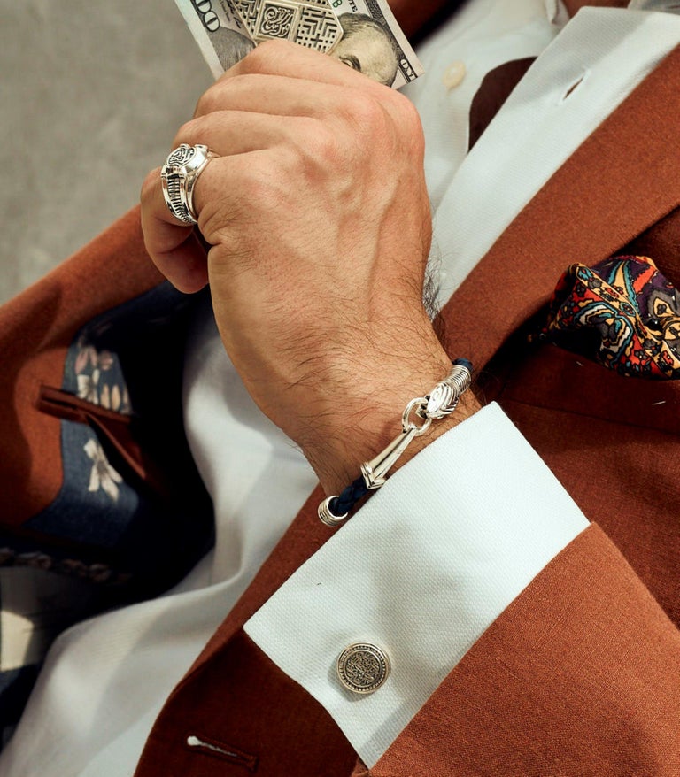 Customizable Sterling Silver Men's "Happiness" Calligraphy Signet Ring ...