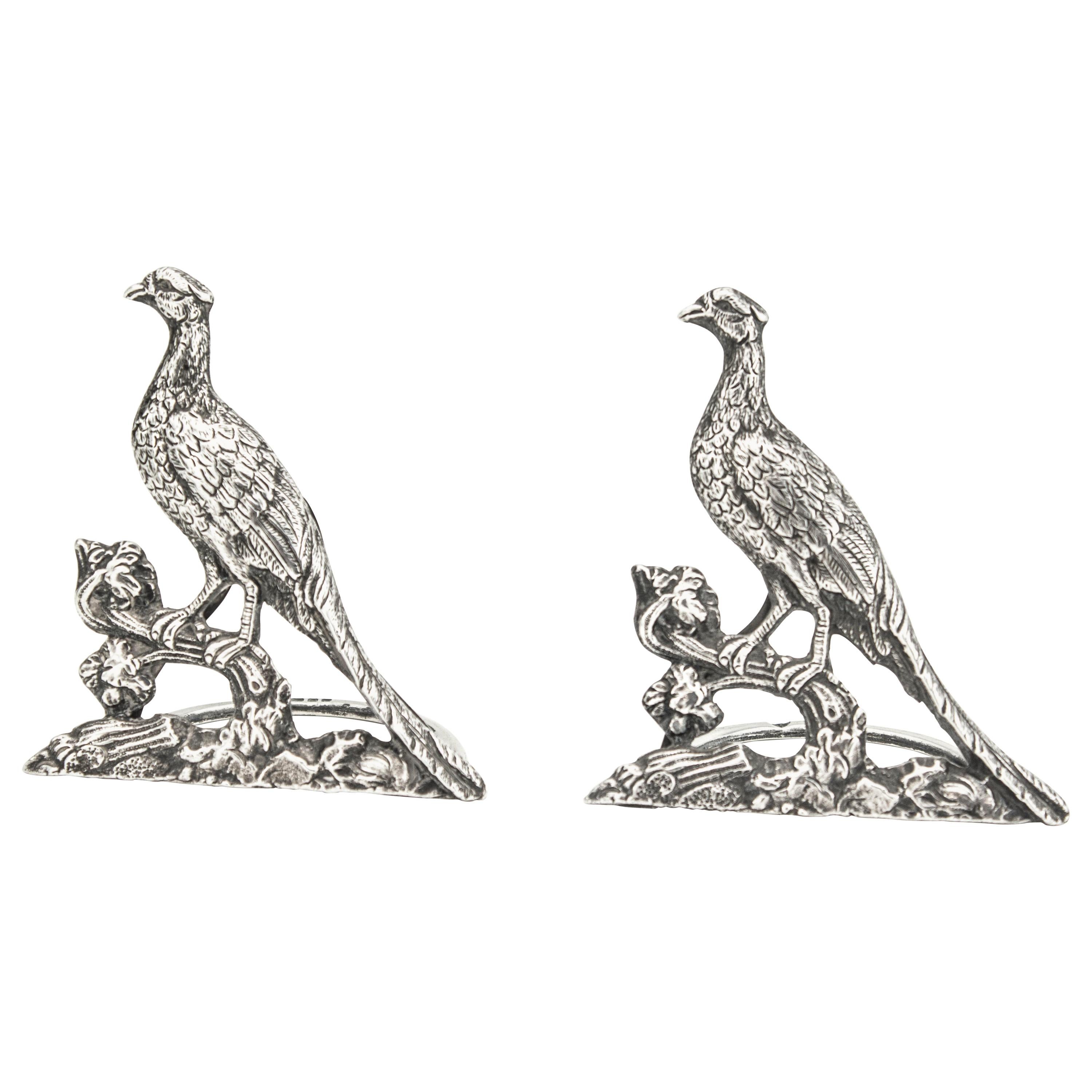 Antique Silver and Enamel Menu Holders at 1stDibs