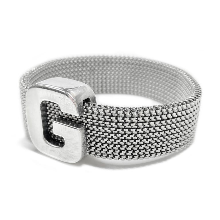 Italian Sterling Silver "G" Mesh Bracelet For Sale at 1stDibs