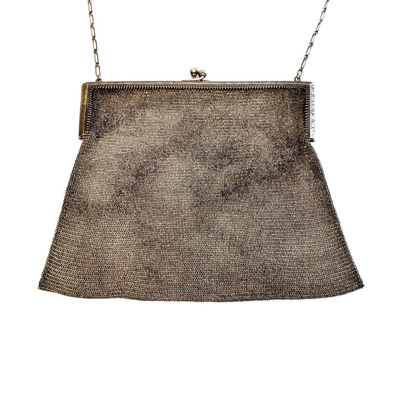 Sterling Silver Mesh Coin Purse with Monogram For Sale at 1stDibs