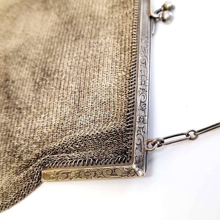 Sterling Silver Mesh Coin Purse with Monogram For Sale at 1stDibs