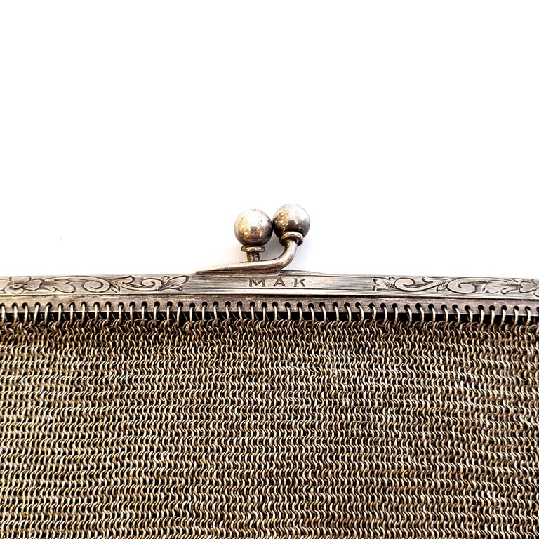 Sterling Silver Mesh Coin Purse with Monogram For Sale at 1stDibs