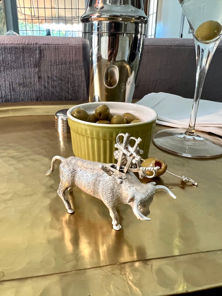 Sterling Silver Mexican Bull with Sword Cocktail Picks For Sale at 1stDibs