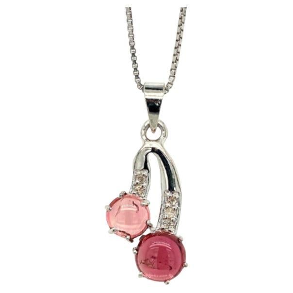 Sterling Silver Minimal Multi Tourmaline Cherry Pendant Gift for ...