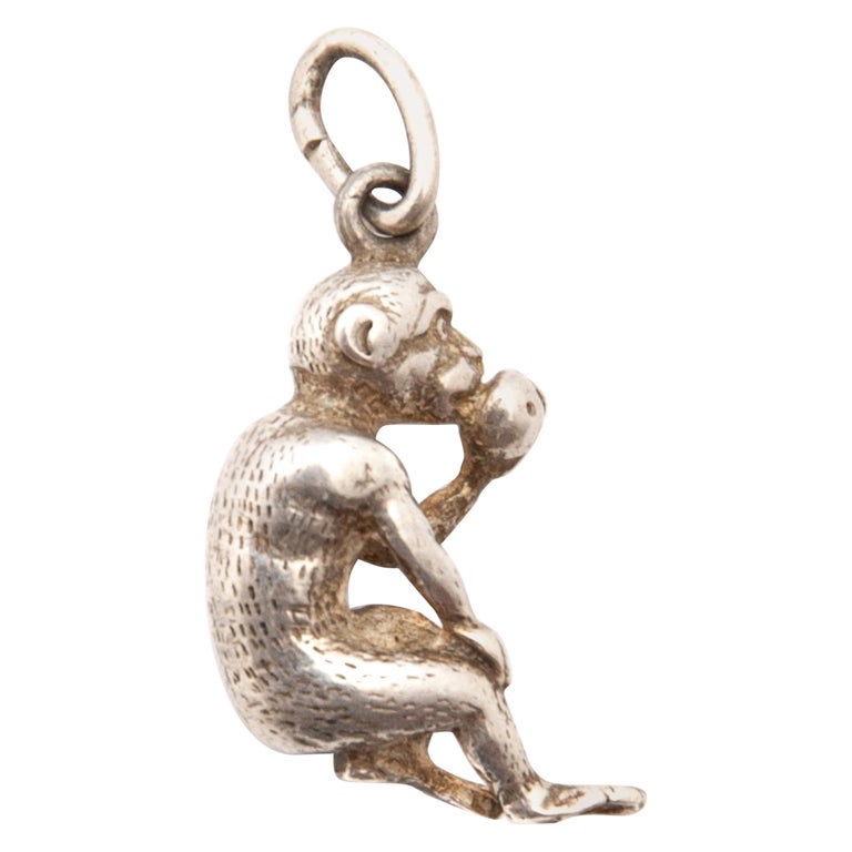 Sterling Silver Monkey Charm Pendant at 1stDibs